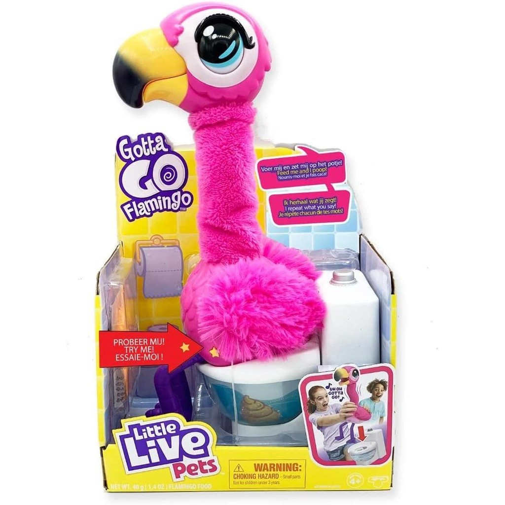 Little Live Pets Gotta Go Flamingo Interactive Plush Toy that Eats ...