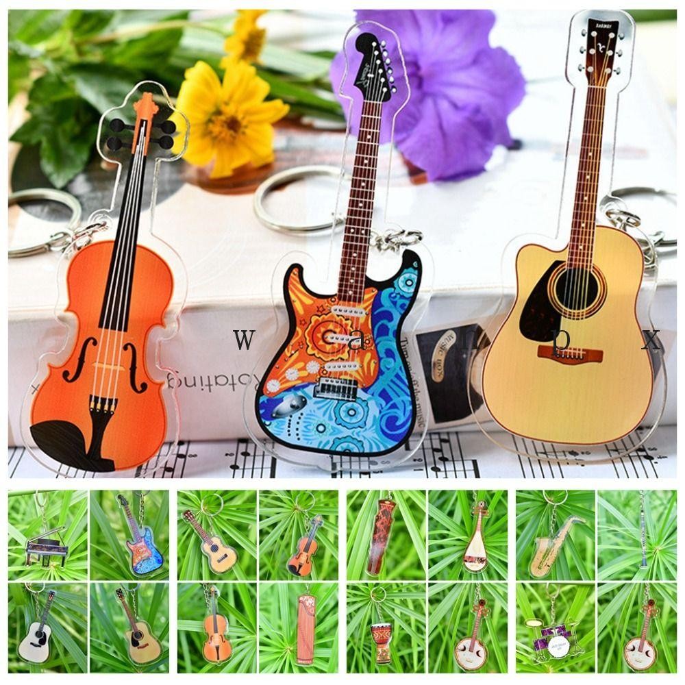WANPX Guitar Acrylic Keychain, Clarinet Cello Guitar Model Pendant ...