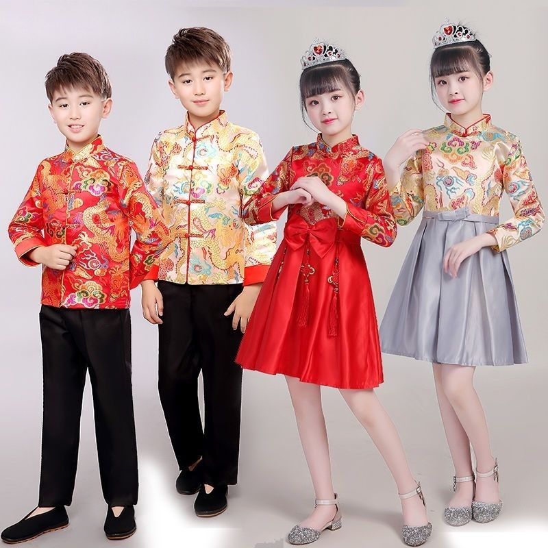 Chinese style performance outfit for girls; Tang suit for boys; festive ...