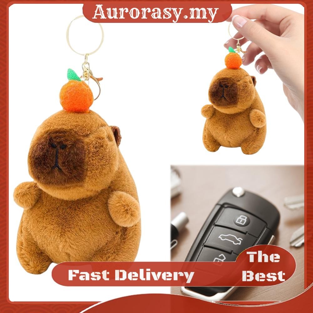 Tail Wagging Cute Capybara Plush Keychain Toy for Backpack Birthday ...