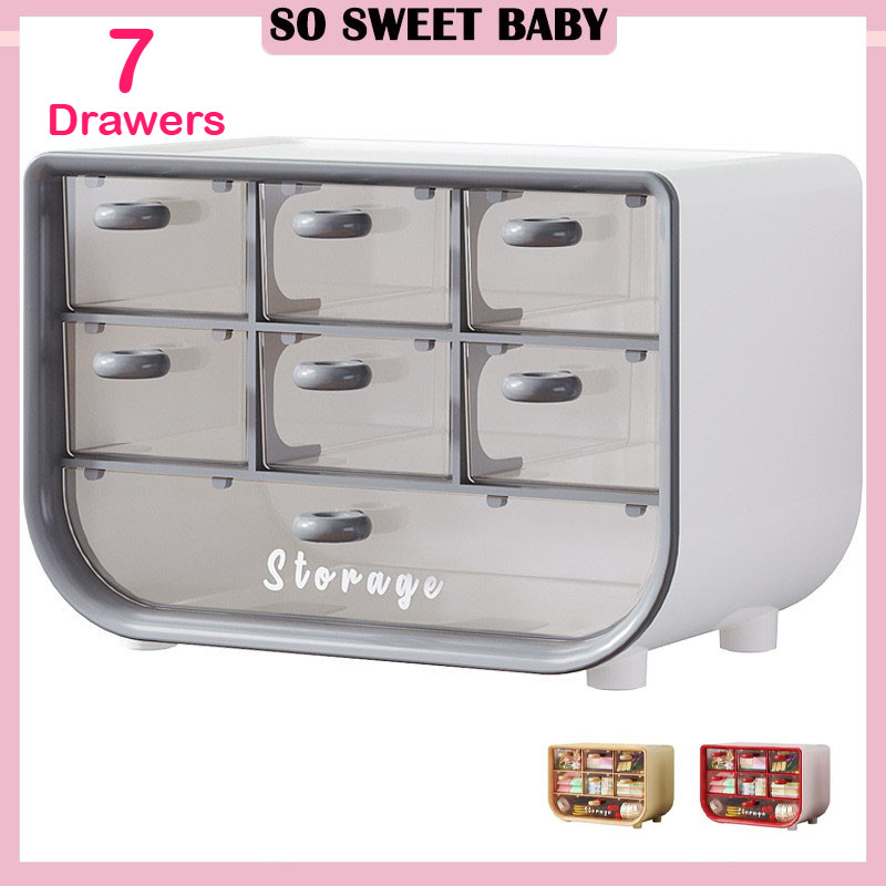 7 Drawers Desktop Drawer Storage Box Organizer Stationery Cosmetic Box ...