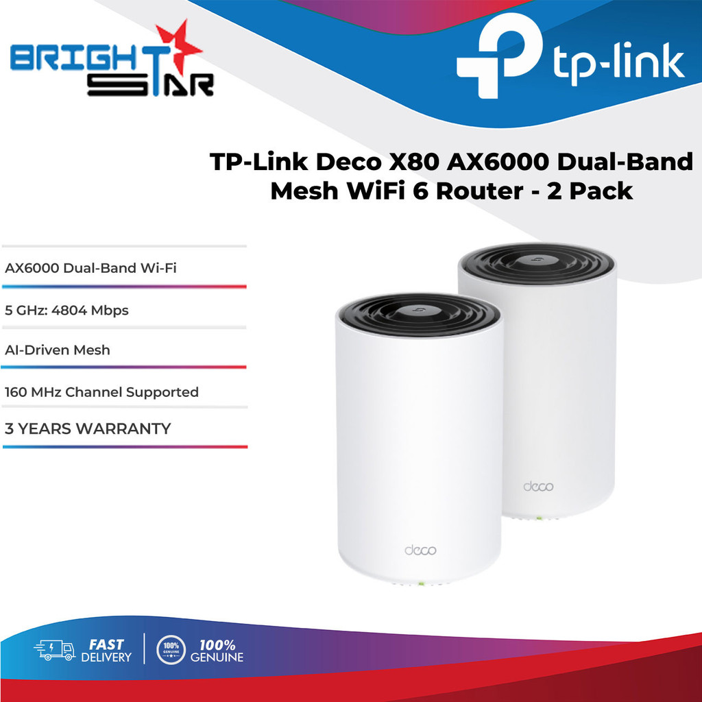 TP-LINK Deco X80 AX6000 Dual-Band Mesh WiFi 6 Router - 2 Pack | Shopee Malaysia