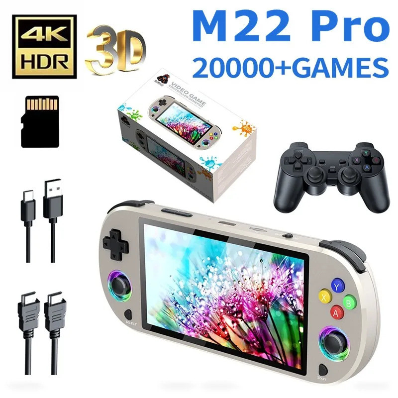 M22 Pro Handheld Retro Game Console 5.0'' IPS Screen Built In 20000 ...