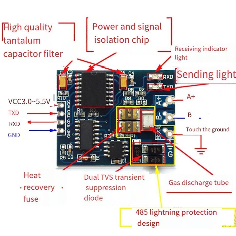 Hot Isolated Ttl To Rs485 Module Signal Microcontroller Serial Port Uart Protection Shopee
