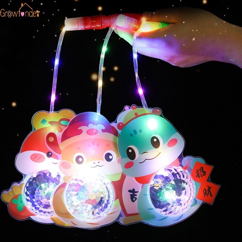 Chinese New Year LED Colorful Glowing Handheld Lantern Home 2025 Snake Year Cartoon Snake ...