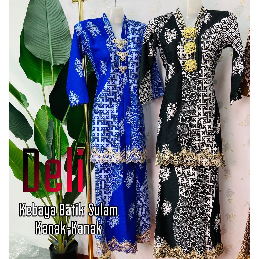 NEW LAUNCHING KEBAYA KANAK-KANAK DELI BATIK SULAM SAIZ 1-12 Girl Long ...