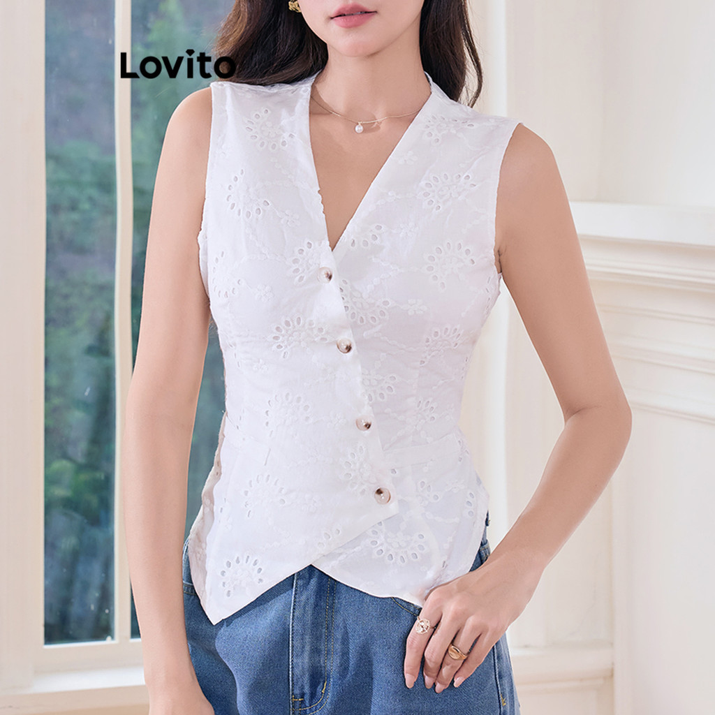 Lovito Casual Plain Button Tank Top for Women L109MD319 | Shopee Malaysia