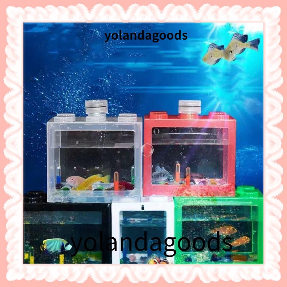 YOLAN Betta Fish Tank, Plastic Multicolor Building Block Aquarium ...