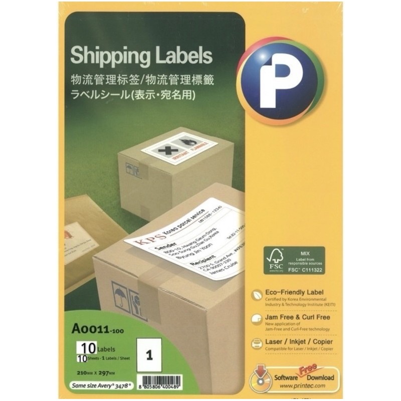 Shipping Labels A4 Size, 10 Sheets (Matt Paper Type Material) | Shopee ...