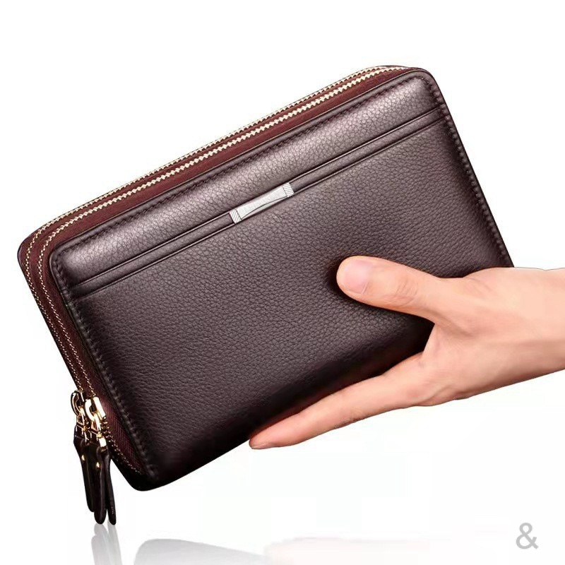 Multi-card Slot Men's Clutch Bag Double Zipper Large-Capacity Men's ...