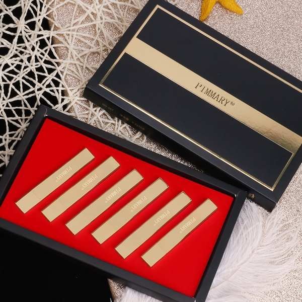 liptint waterproof liptint Kotak hadiah enam pek gincu bar emas kecil ...
