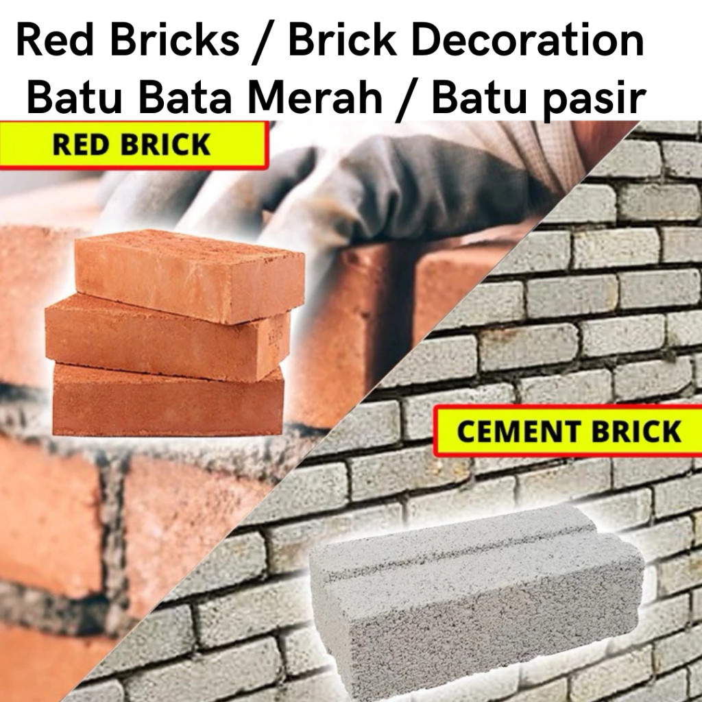 [1pcs only] Red Bricks /Batu Bata Merah 红砖 / White Bricks / Batu Pasir 砂砖 | Shopee Malaysia