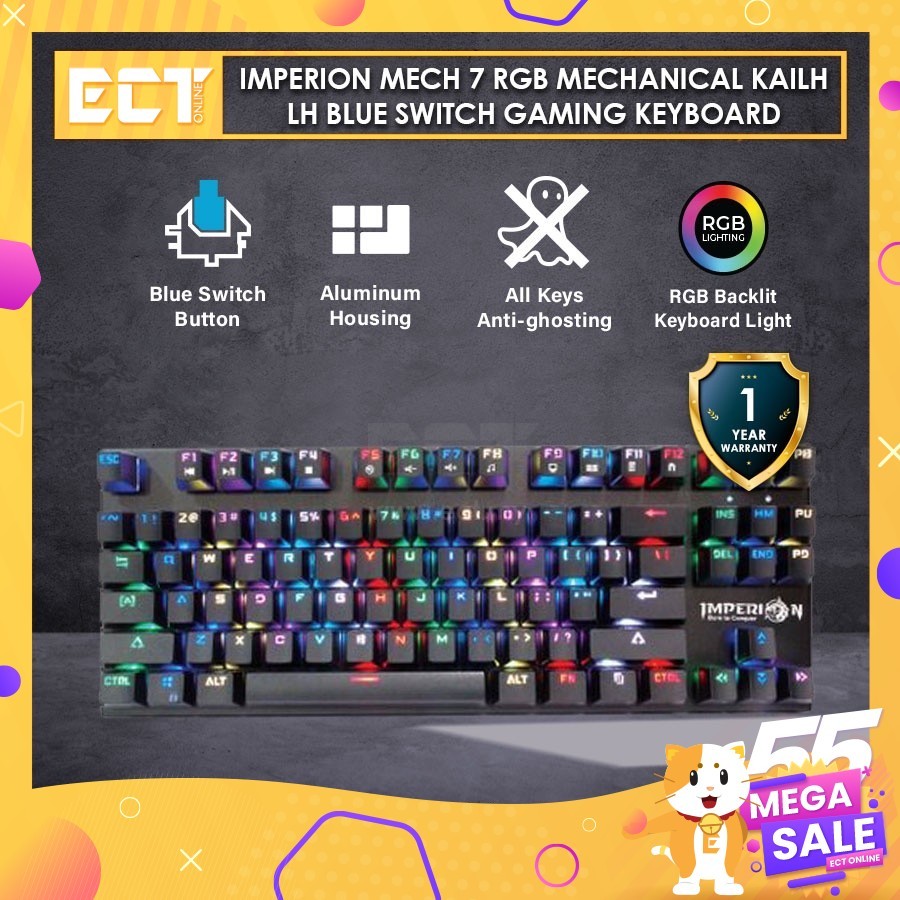 Imperion Mech 7 RGB Mechanical Kailh LH Blue Switch Gaming Keyboard ...