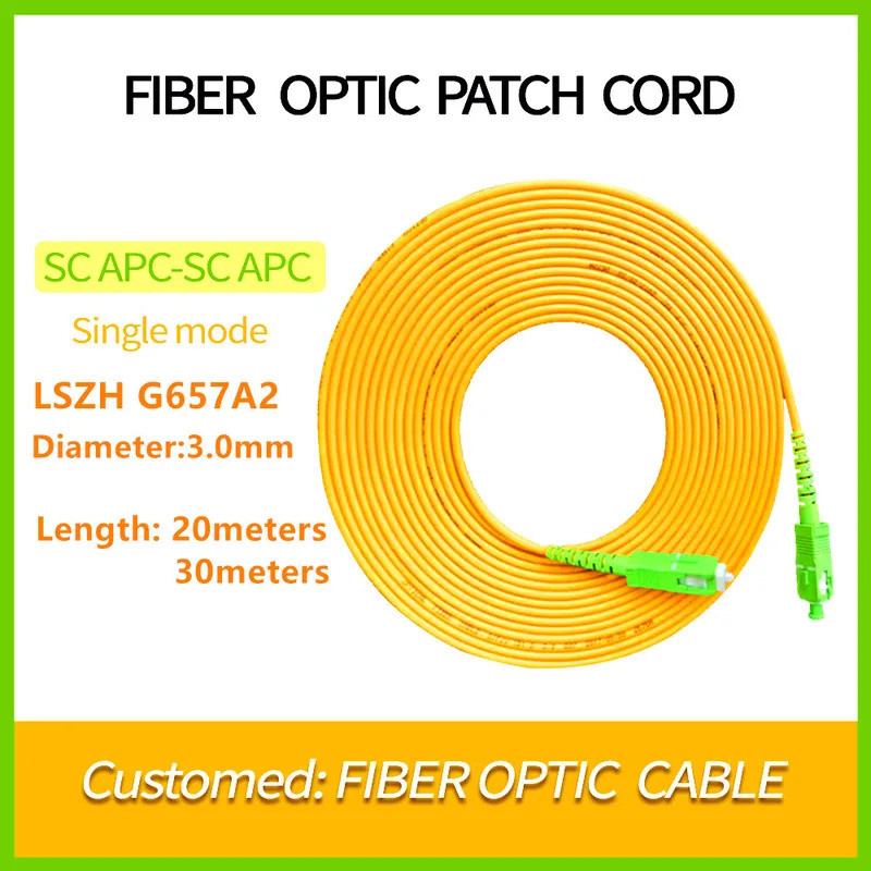 10m 15m 20m 30m Fiber Opitc Cable SC/APC-SC/APC FIber Optic Patch Cord ...