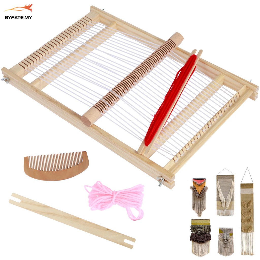 Weaving Frame Kit Complete Wooden Weaving Frame Set with 3 Colors Yarns ...