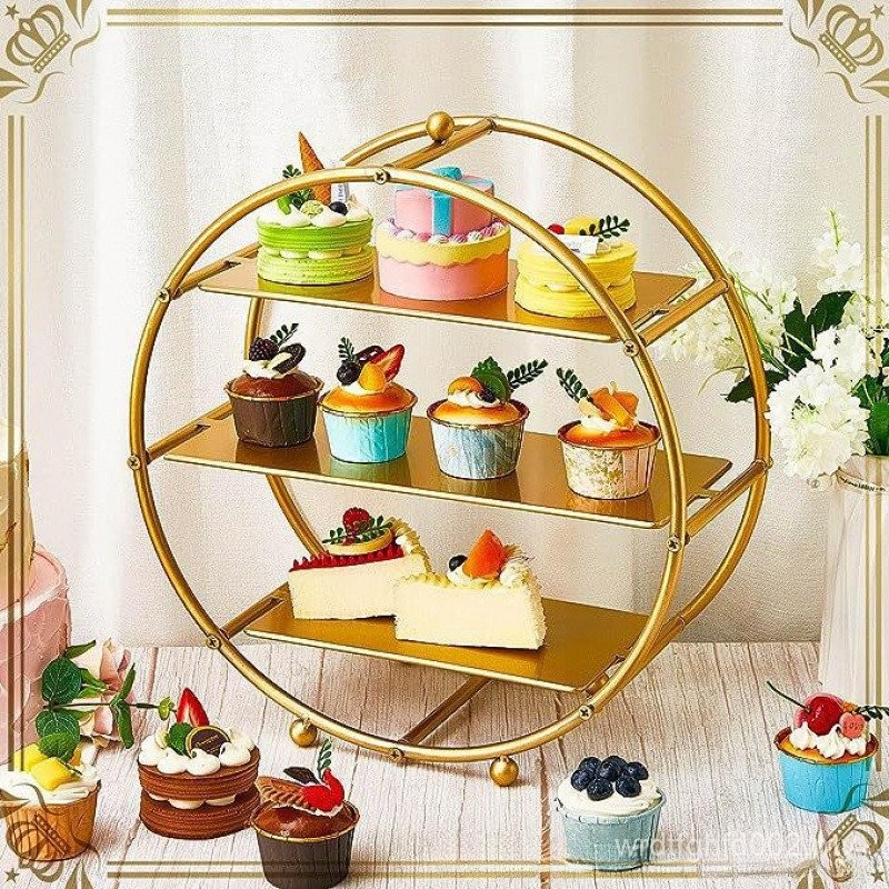 Party Wedding Round Cupcake Stand Dessert Table Display Birthday Golden ...