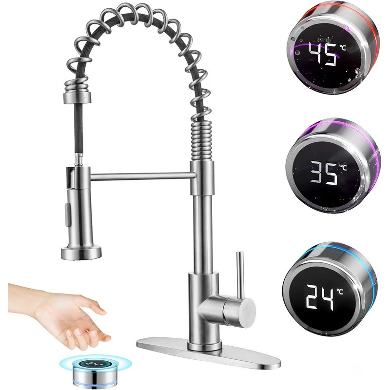 Black Touchless Kitchen Faucet Motion Sensor Smart Kitchen Sink Faucet ...