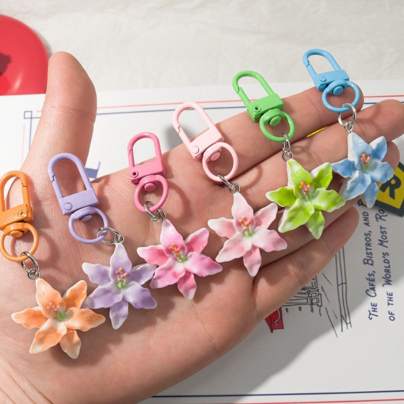 Creative Colorful Small Flower Keychain Cute 6 Colorful Buckle Girl ...