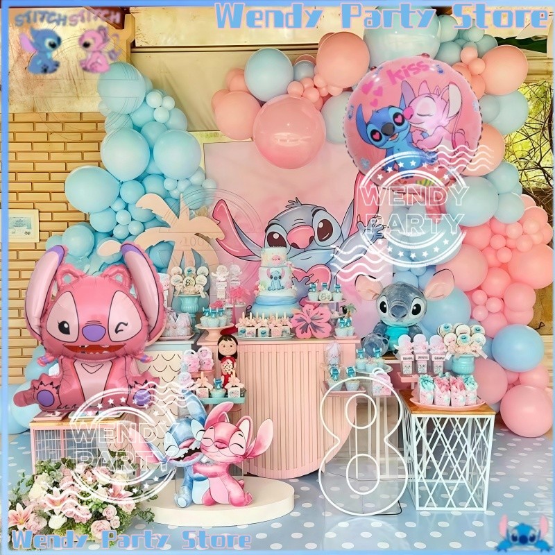 Disney Lilo Stitch Theme Balloon Garland Arch Kit Cartoon Pink Stitch ...