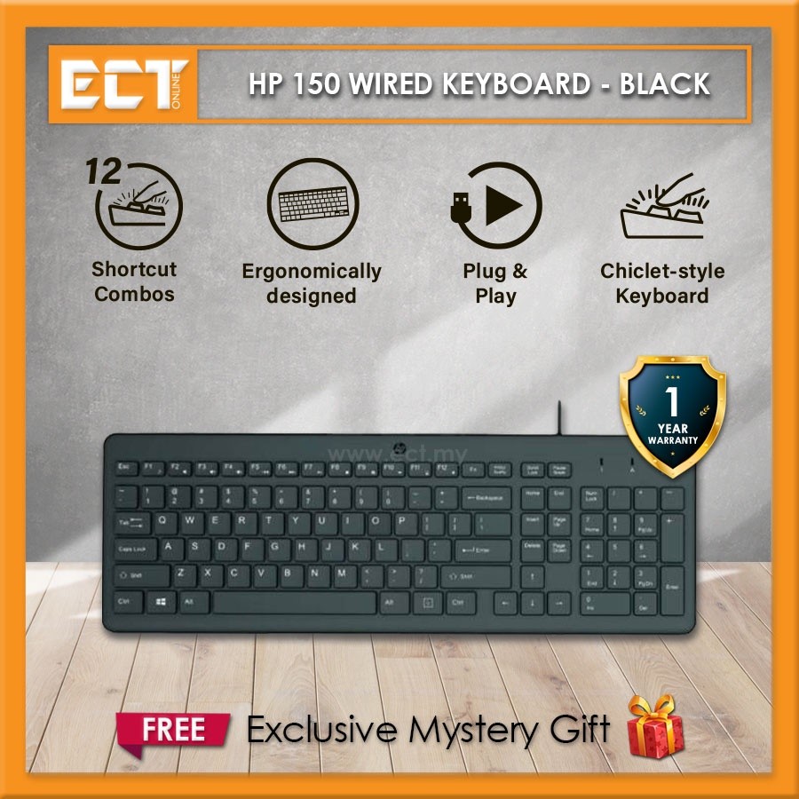 HP 150 Wired Keyboard - Black (664R5AA) | Shopee Malaysia