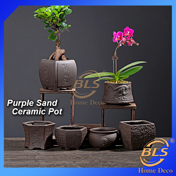 Antique Purple Sand Ceramic Pot Succulent Cactus Flower Pot / Pasu ...