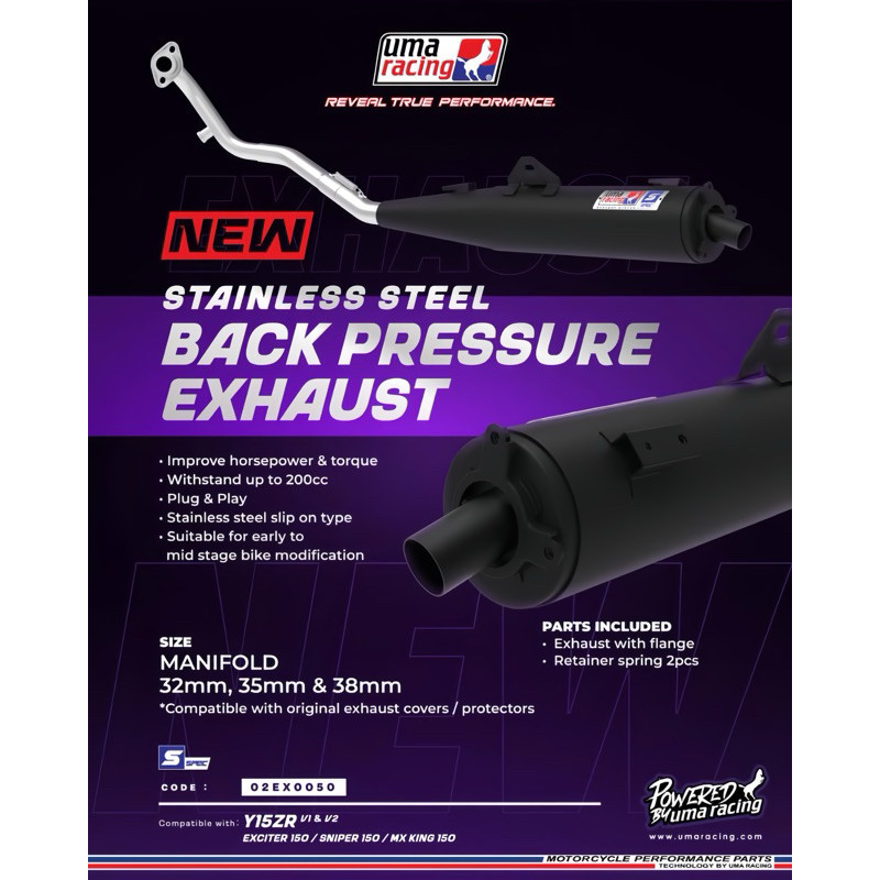 100% ORIGINAL UMA RACING STAINLESS STEEL RACING EXHAUST ( BACK PRESSURE ...