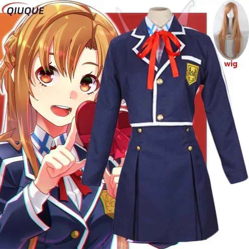 Anime Sword Art Online SAO Yuuki Asuna Cosplay Costume Wig Women School ...