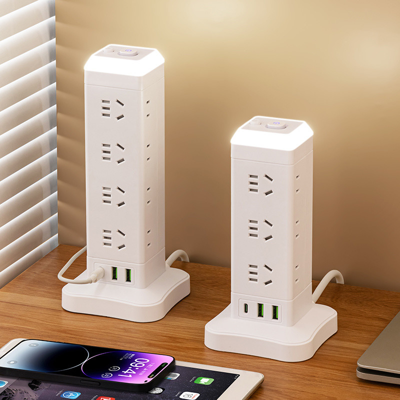 Vertical Socket Multi-Function Porous usb Socket Night Light Converter ...