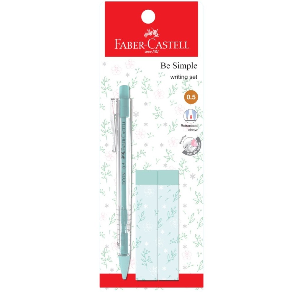 FABER-CASTELL BE SIMPLE WRITING SET MECHANICAL PENCIL 0.5MM+2 ERASERS ...