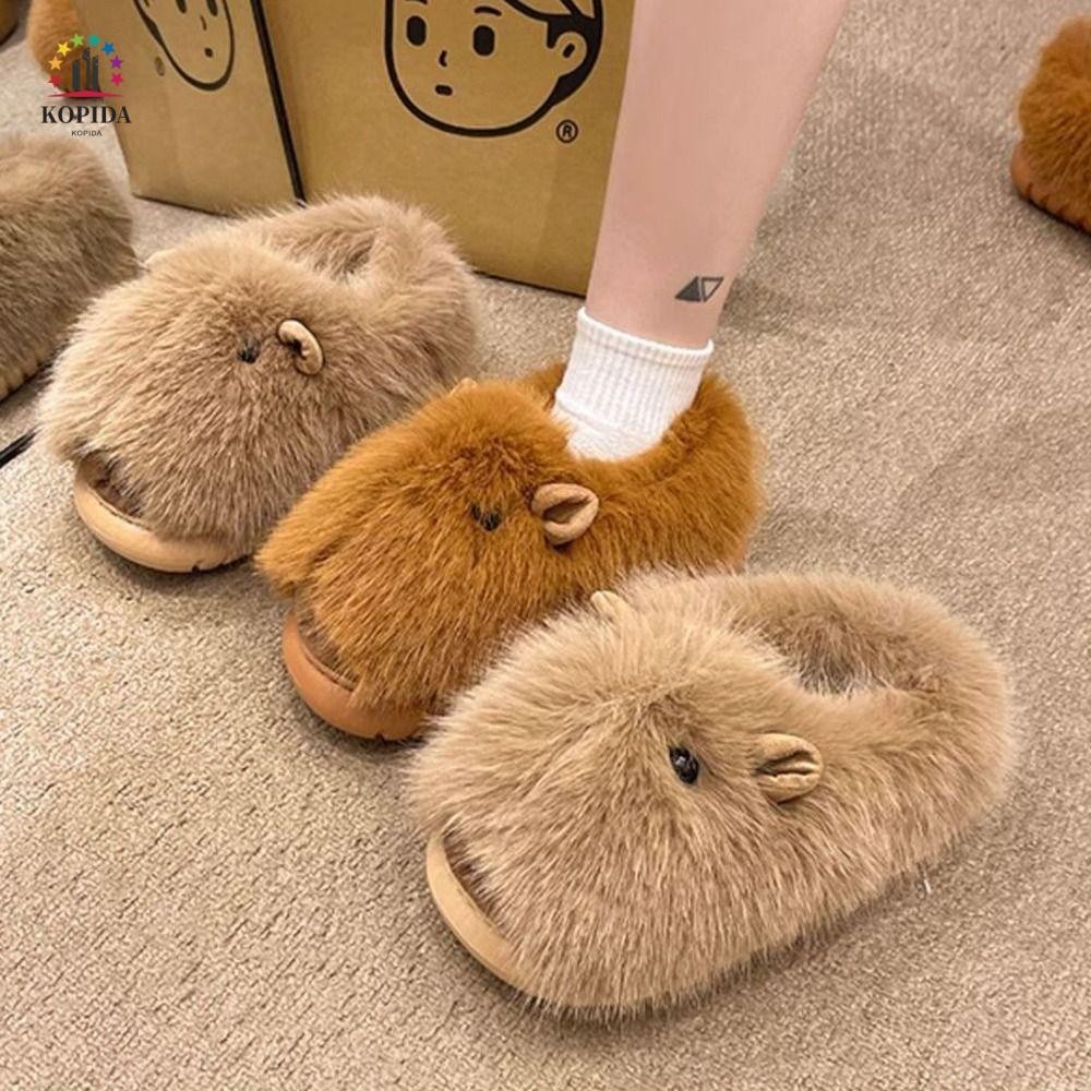 WILLIS Capybara Plush Slippers, Anti Slip Comfortable Cute Furry Animal ...