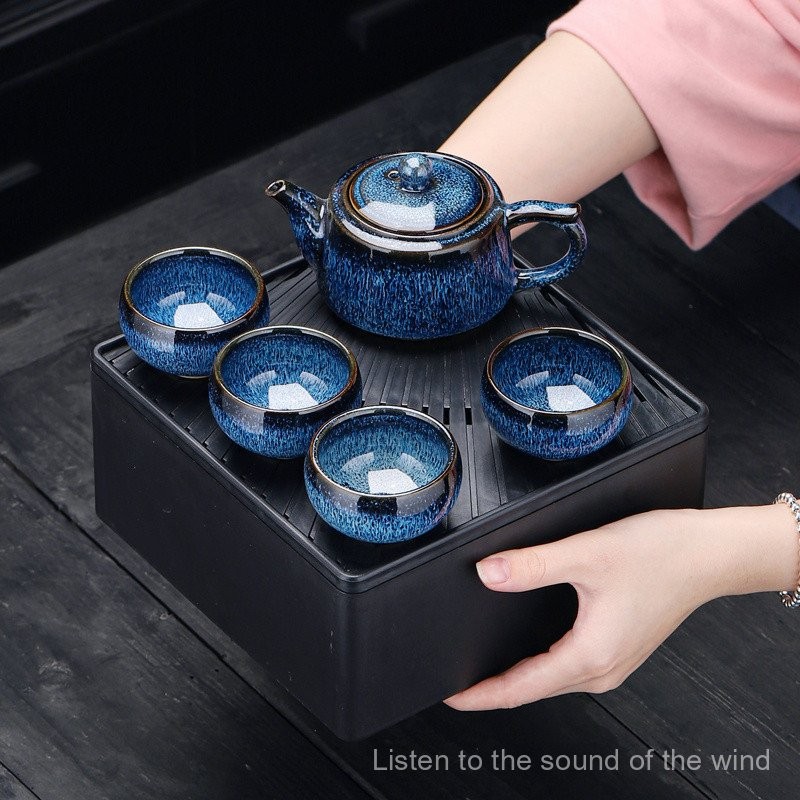 Modern Master Gaiwan Set Combination Tea Cup Jianzhan Semi-Handmade One Pot Four Cups Classic ...