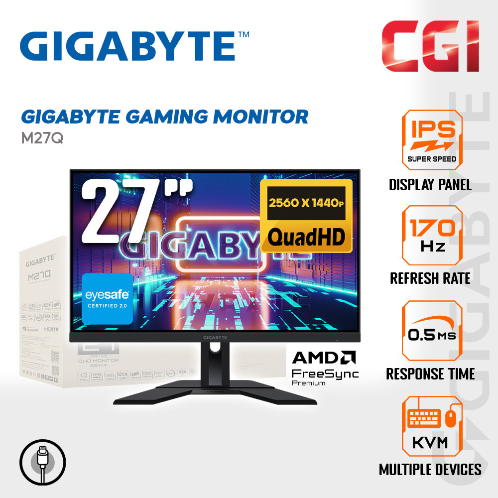Gigabyte 27" M27Q Superspeed IPS QHD HDR400 Freesync Premium 170Hz 0 ...