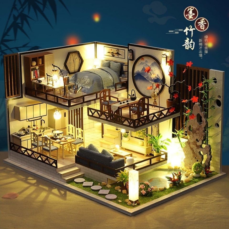Diy Hut Chinese Style Antique House Ink Fragrance Bamboo Rhyme Assembly ...