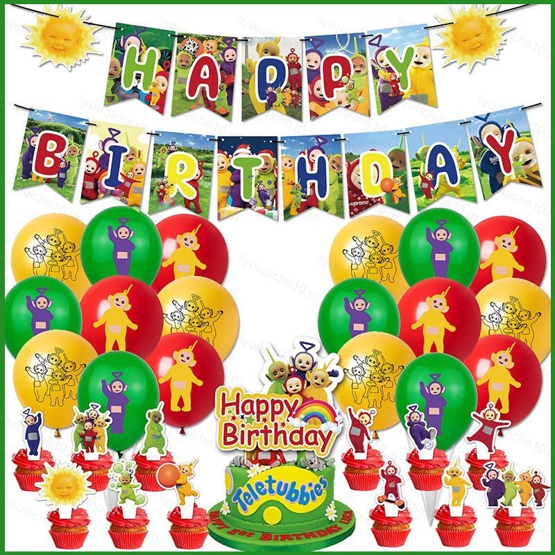 sy Teletubbies theme kids birthday party decorations banner cake topper ...