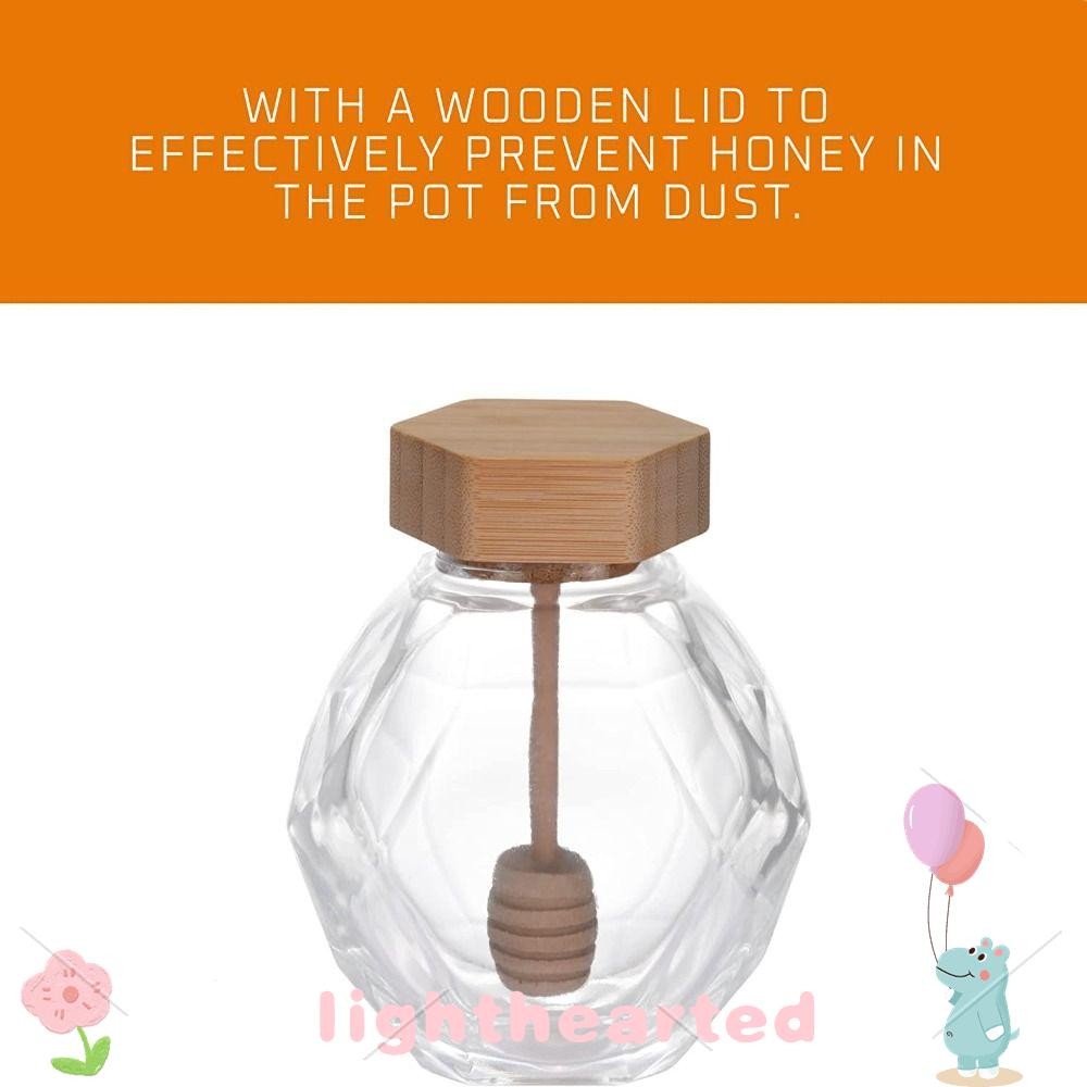 LIGHTHEARTED Wooden Honey Jar Practical Container Transparent Glass ...
