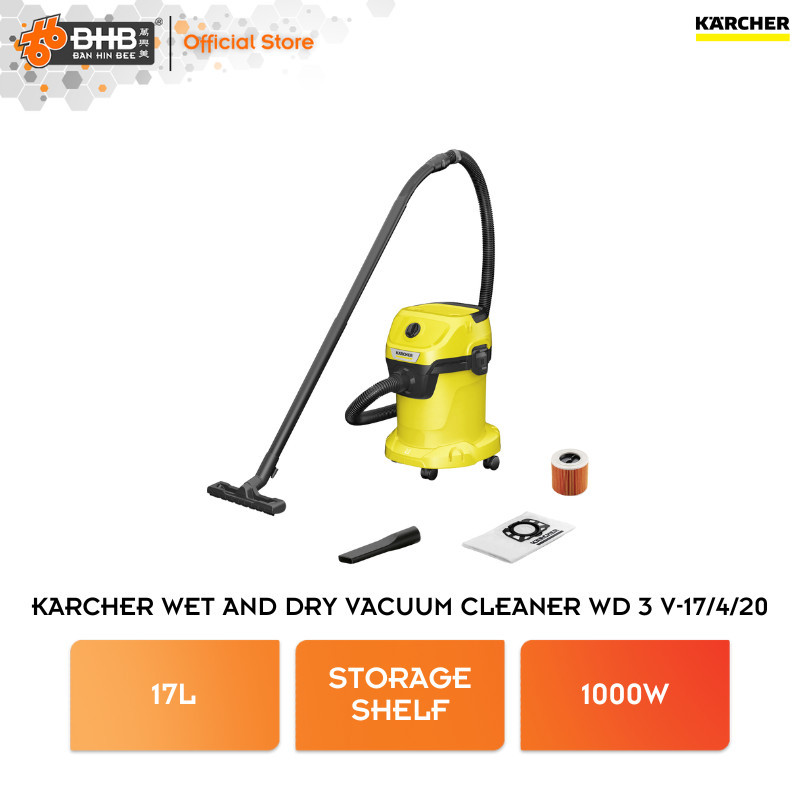 Karcher Wet And Dry Vacuum Cleaner WD 3 V-17/4/20 WD3V Storage shelf Practical blower function ...