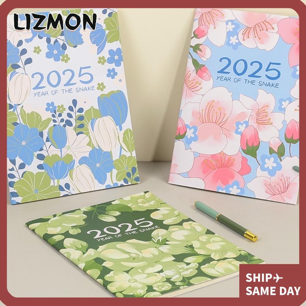 LIZMON 2025 Planner Notebook, A4 365 Days Annual Notebook, Flower Time ...