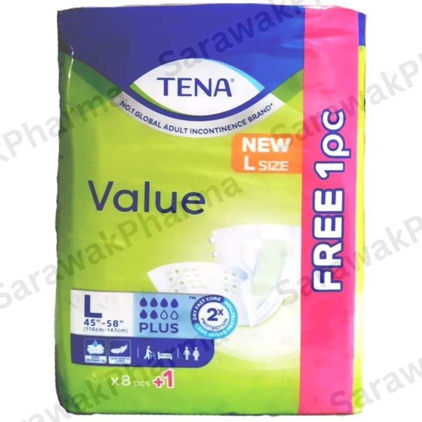 Tena Value Adult Diapers (L) 8pcs + 1pcs | Shopee Malaysia