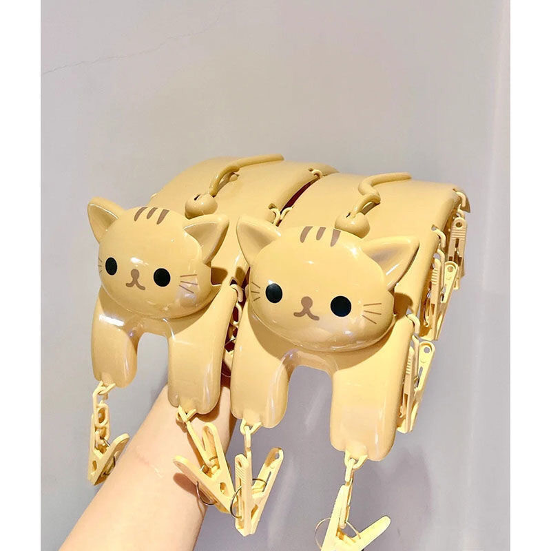 Cute Cat Hanging Clothes Drying Rack with 10pcs Clothes Pegs Indoor ...
