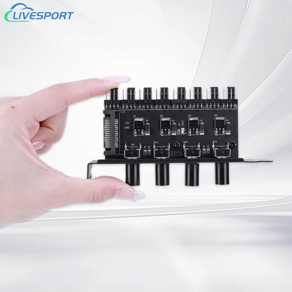 PC Chassis Fan Hub SATA/4 Pin Adapter 8 Channel PC Fan Hub 4 Knob ...
