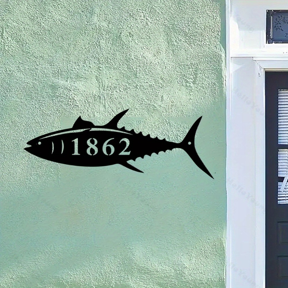 Custom Fish House Number Metal Sign - Personalized Address Plaque, Fish ...