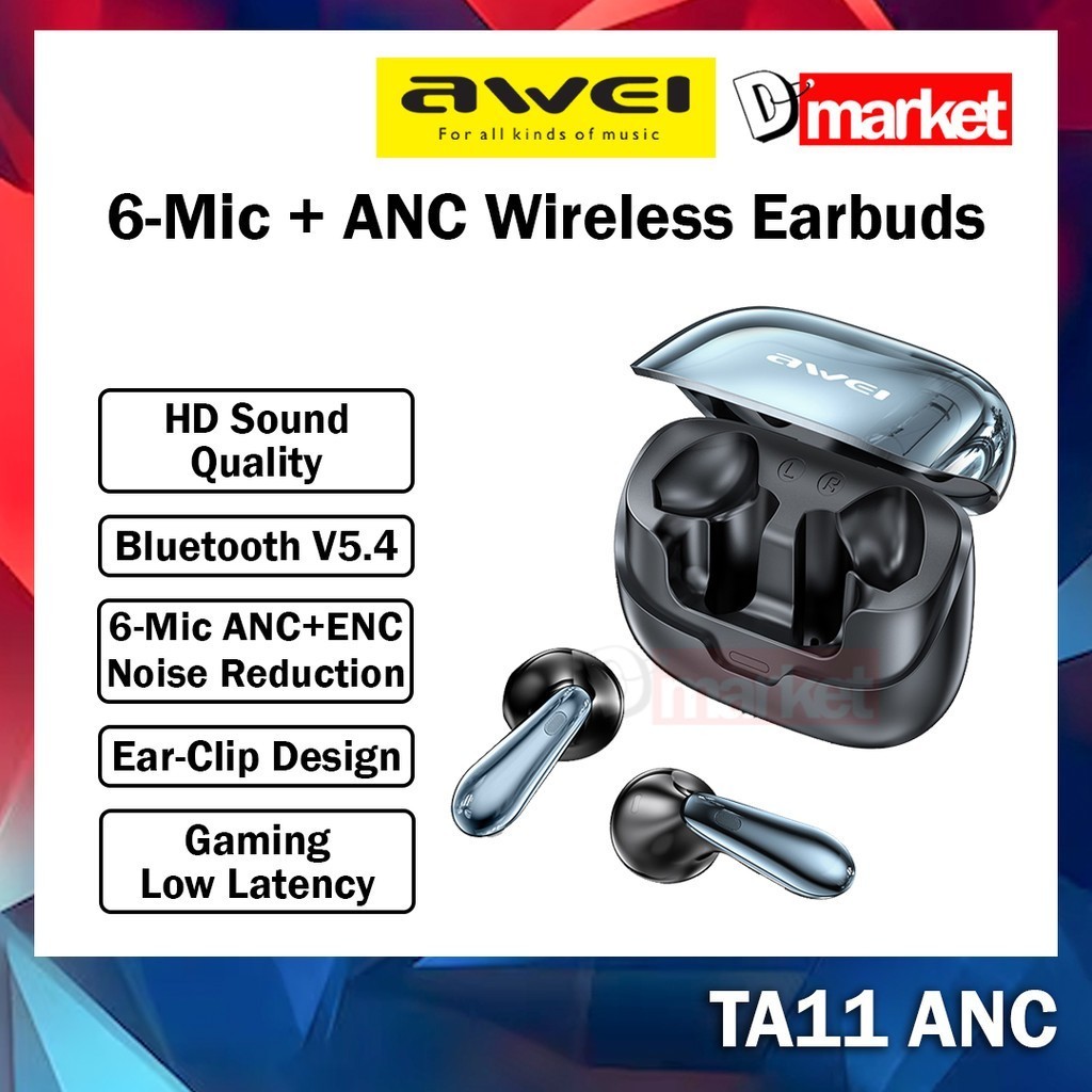 Awei TA11 ANC 6 Mic Wireless Earbuds ENC Noise Cancellation Awei ...