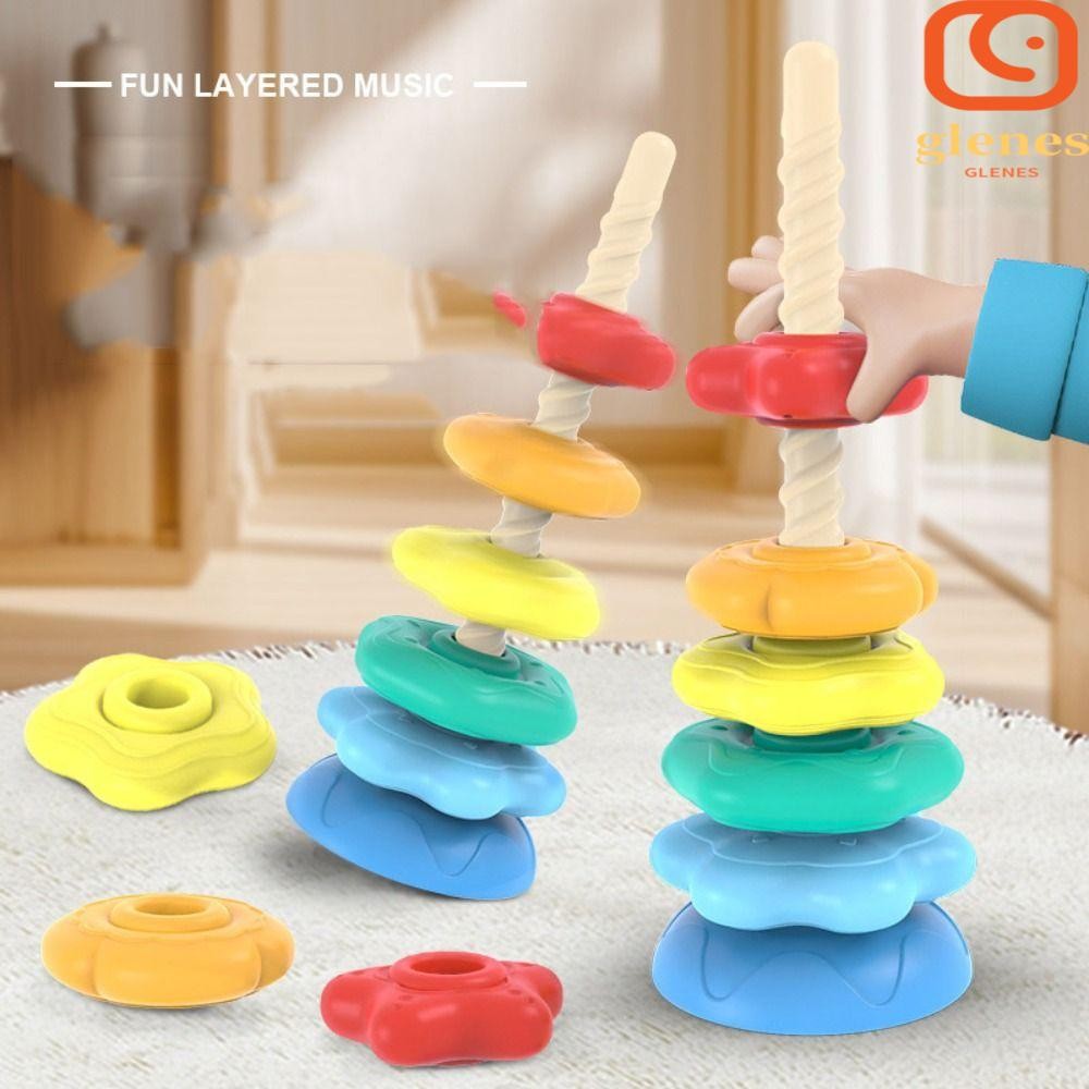 GLENES Rotating Screw Bolt Toys, Montessori Toy Rainbow Tower Rainbow ...