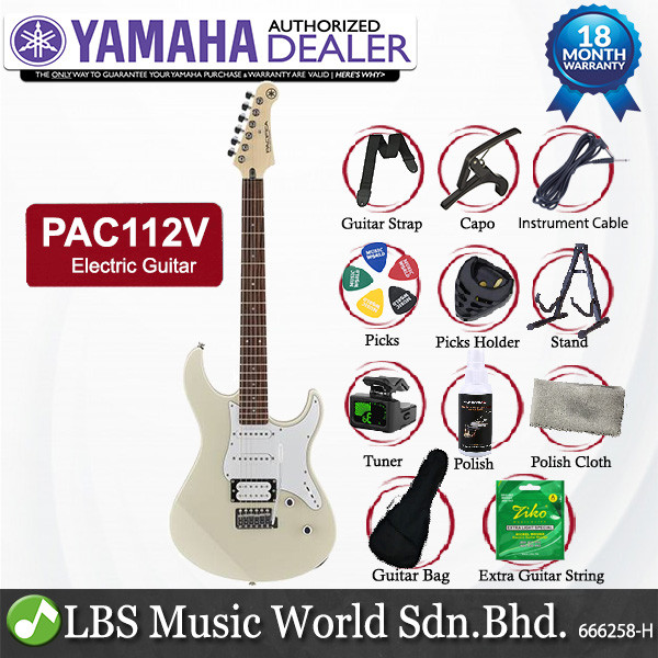 Yamaha PAC112V Pacifica Electric Guitar HSS with Alder Body Maple Neck Vintage White (PAC112 PAC ...