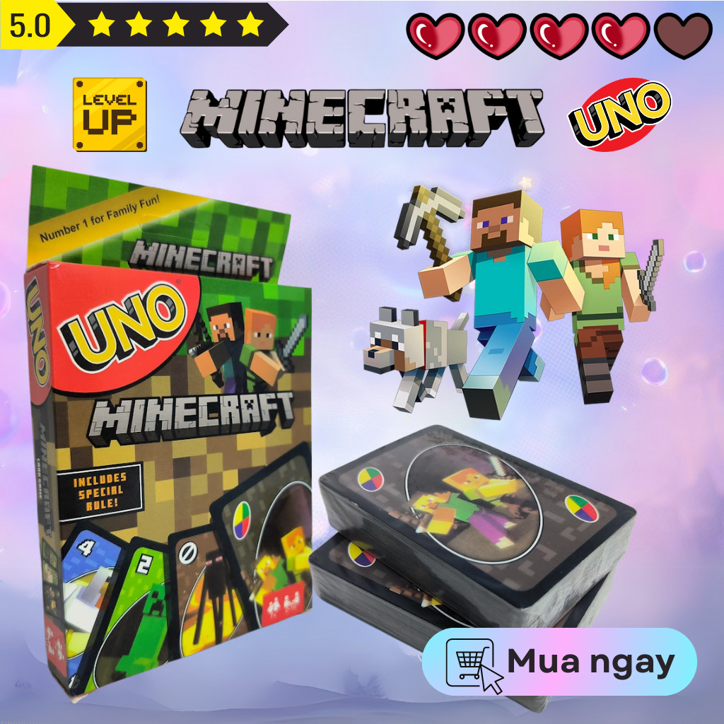 UNO Minecraft 108 cards (classic) | Shopee Malaysia