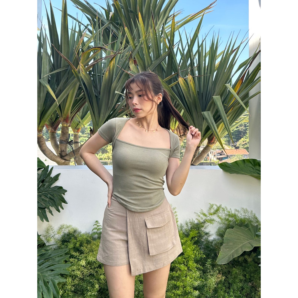 Moa Top - Square Neck Top Rib Knit Top Plain Square Neck Top Plain Rib ...