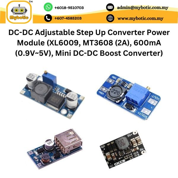 DC-DC Adjustable Step Up Converter Power Module (XL6009, MT3608 (2A), 600mA (0.9V~5V), Mini DC ...