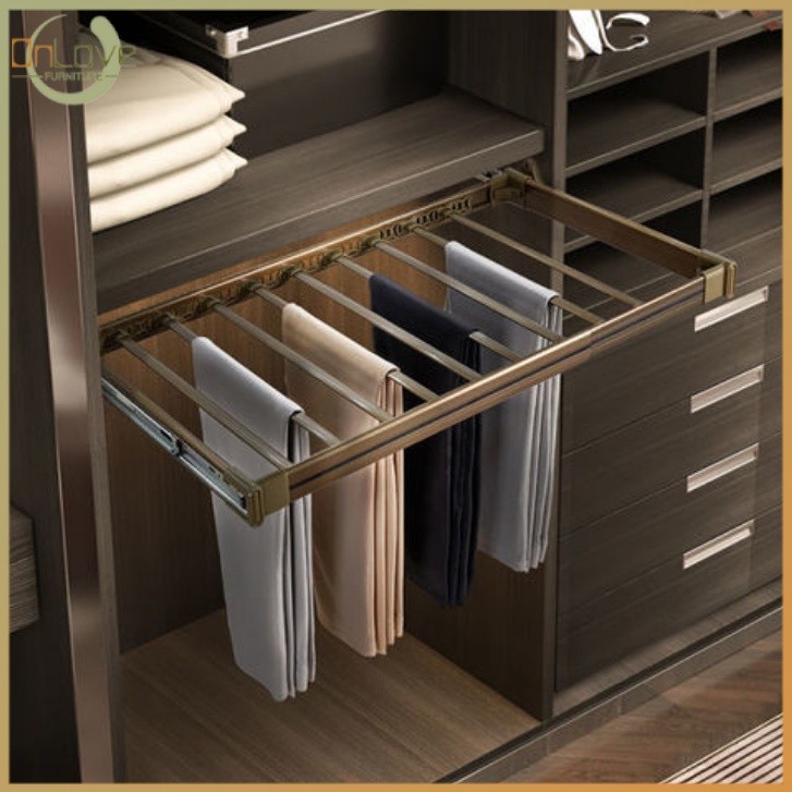 Wardrobe trouser rack telescopic multi-functional household cabinet ...