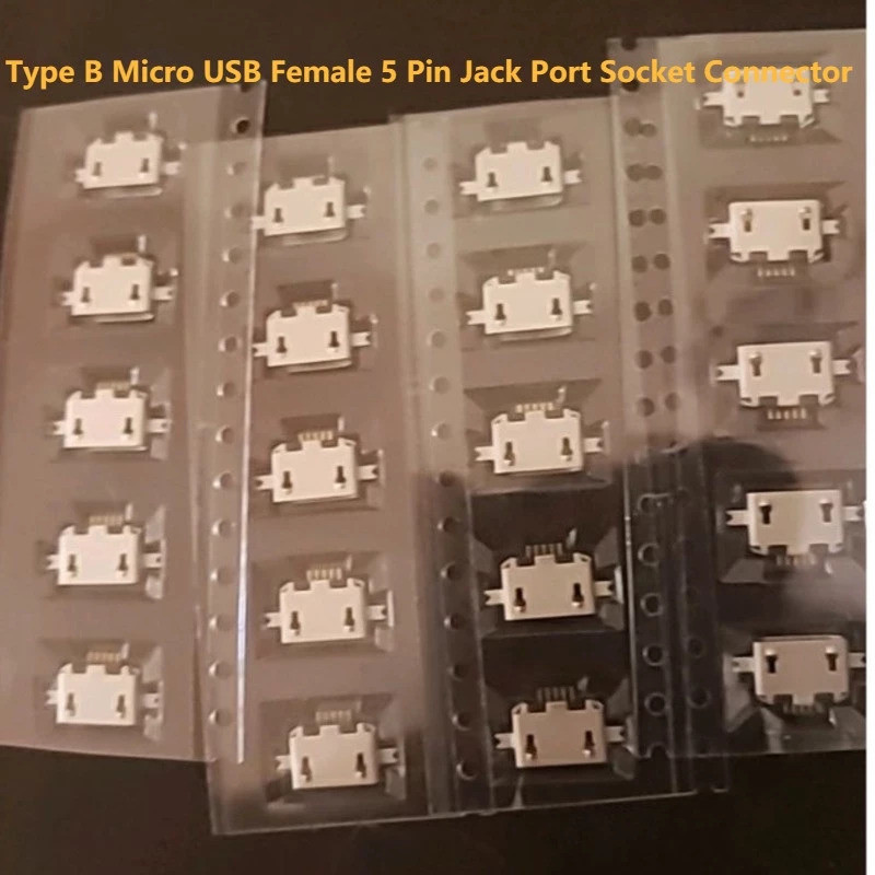 10-50pcs Type B Micro USB Female ME525 5 Pin USB Connector plug ...