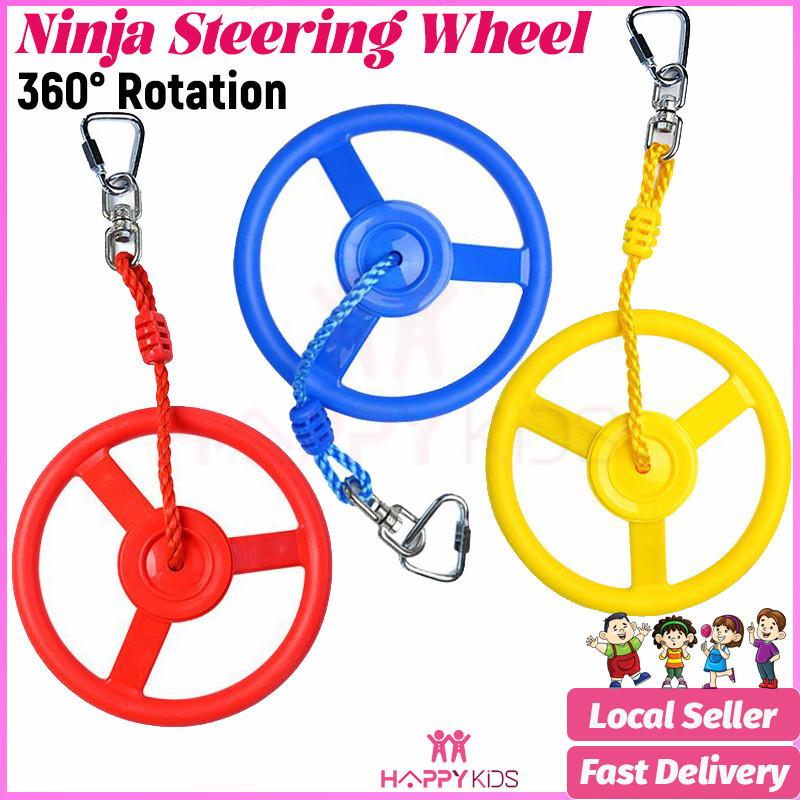 Kids Ninja Wheel Obstacle Swing Children Climbing Wheel Monkey Swing ...